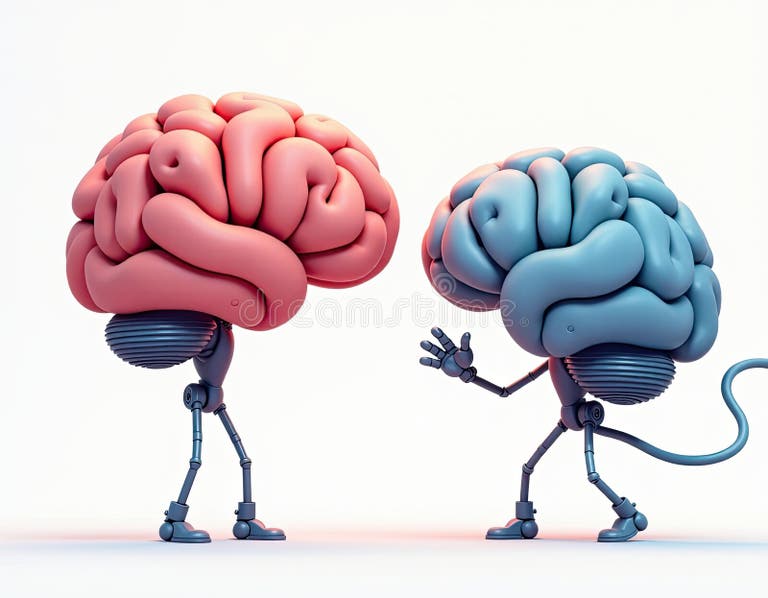Two 3D Cartoon Brains Communicating - Creative Concept Stock ...