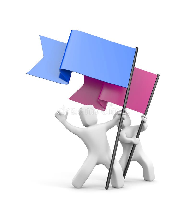 Two 3D Character with Colored Flags Stock Illustration - Illustration ...