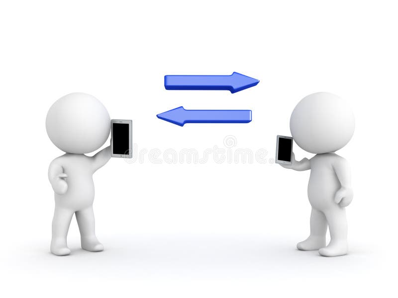 Two 3D Characters Communicating with Each Other through Phones Stock ...