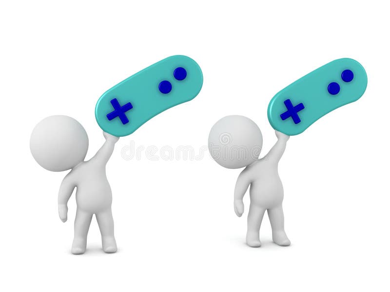 Two 3D Characters Holding Golden Trophy - Team Victory Concept Stock ...