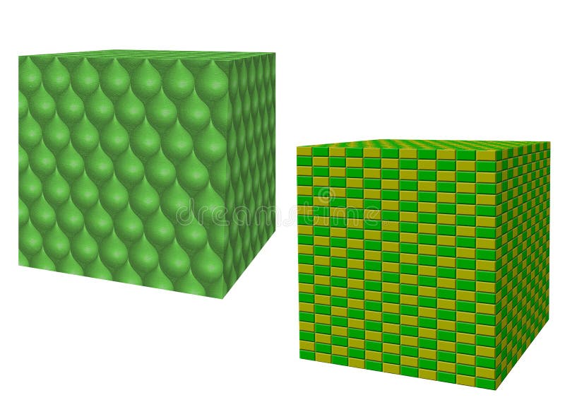 Two 3d Cube Shaped Patterned Green Boxes Objects. Stock Illustration ...