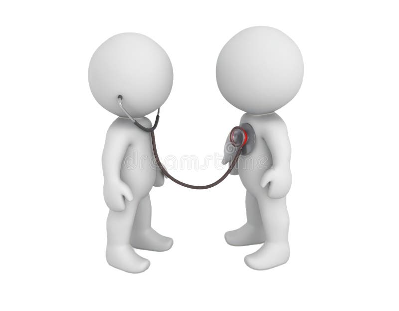 3d Stick Figure Using Stethoscope To Examine Another Figure S Heart ...