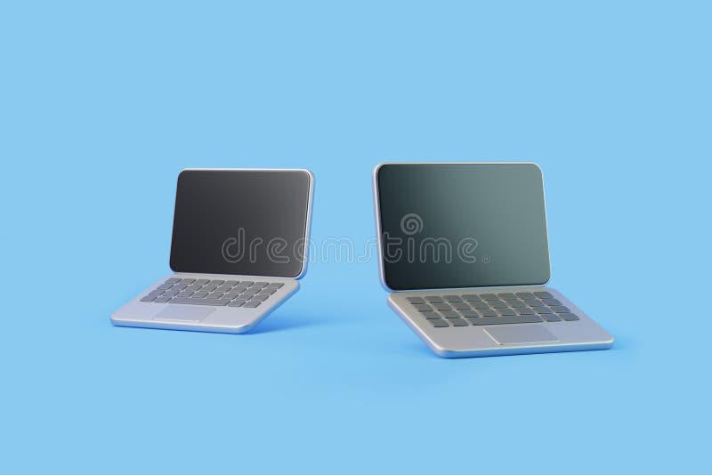 Two 3D Laptops on Blue Background Stock Illustration - Illustration of ...