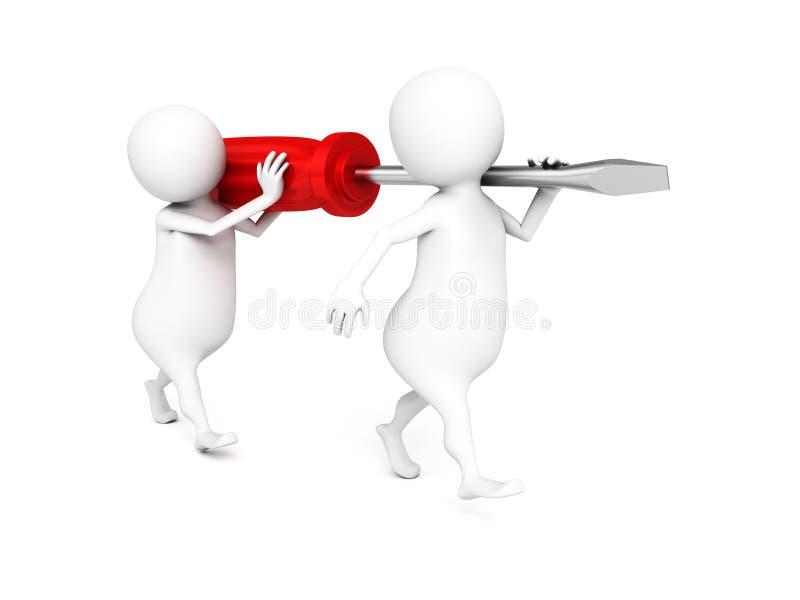 Two 3d Man Carry Red Screwdriver Stock Illustration - Illustration of ...