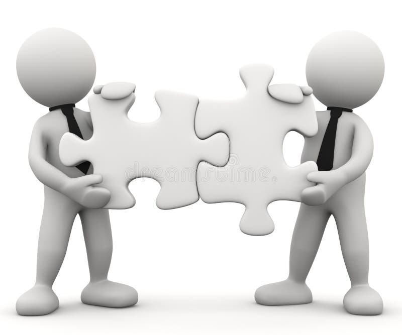 Two 3d Men Holding Up Puzzles Stock Illustration - Illustration of ...