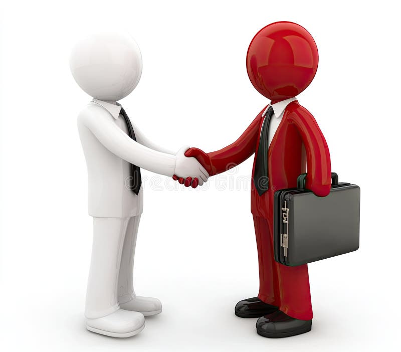 Two 3D Men are Shaking Hands, while One of Them is Holding a Briefcase ...