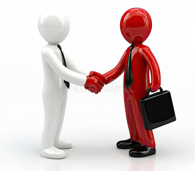 Two 3D Men are Shaking Hands, while One of Them is Holding a Briefcase ...