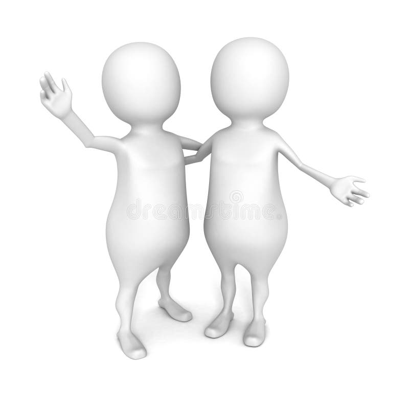 Two 3d People Friends are Hugging Happy Stock Illustration ...