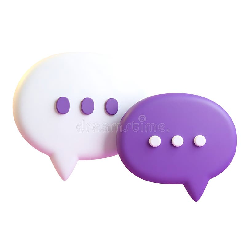 3D Render of Chat Bubbles White and Purple on White Background Stock ...