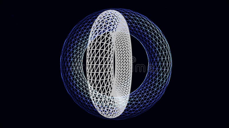 Two 3D Rotating Rings Frames On Black Background, Seamless Loop ...