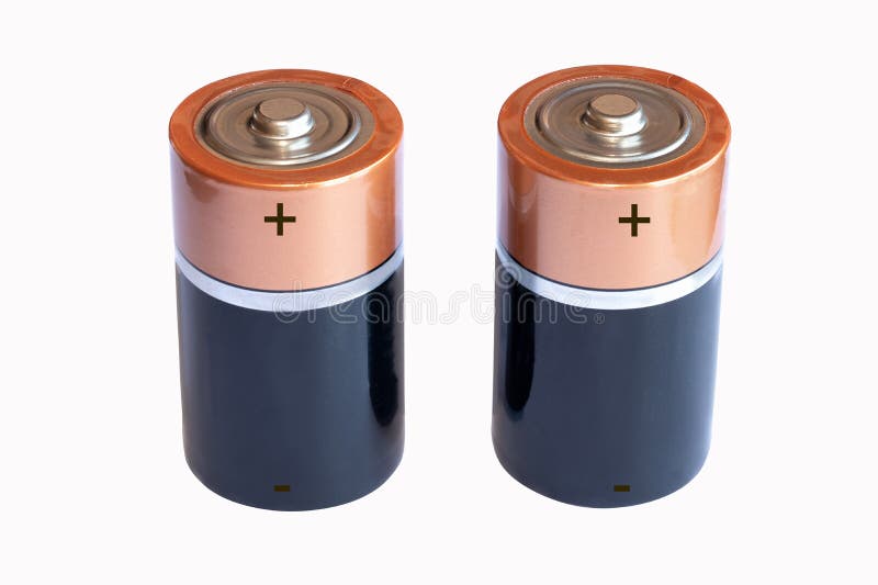 Two D Size Alkaline Battery Isolated on a White Background Stock Photo ...