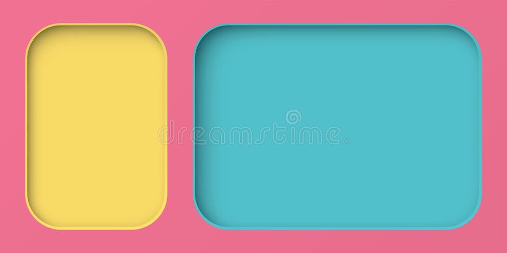 Two of 3D Yellow and Light Blue Rounded Rectangle Frames Paper Cut ...