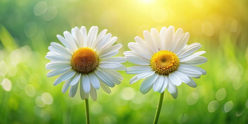 Two Daisies in a Sunlit Meadow, a Symbol of Purity and Springtime ...