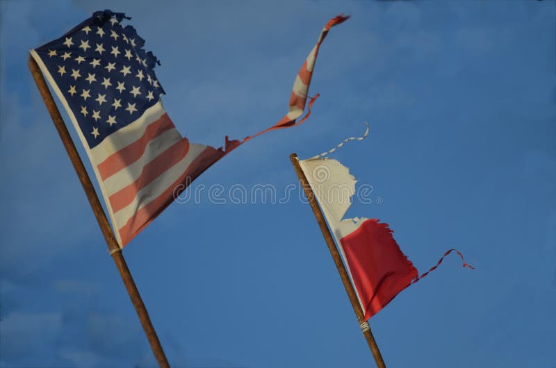 Two damaged flags. stock photo. Image of fabric, patriotism - 38906078