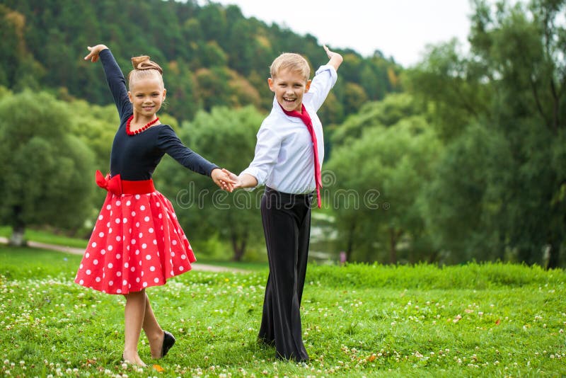 Two Dance Couple in Suits, Summer Outdoors Stock Image - Image of ...
