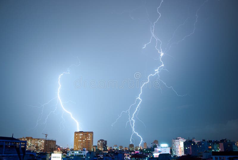 Two Dancing Lightnings stock photo. Image of city, hanoi - 21357776