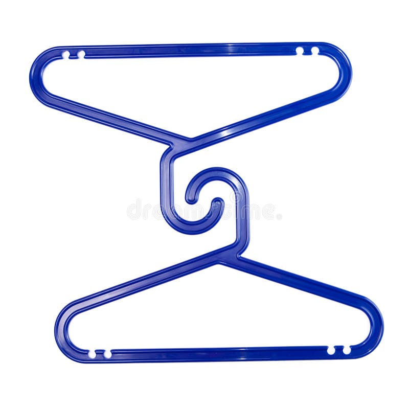 Two Dark Blue Hangers on a White Background Stock Photo - Image of ...