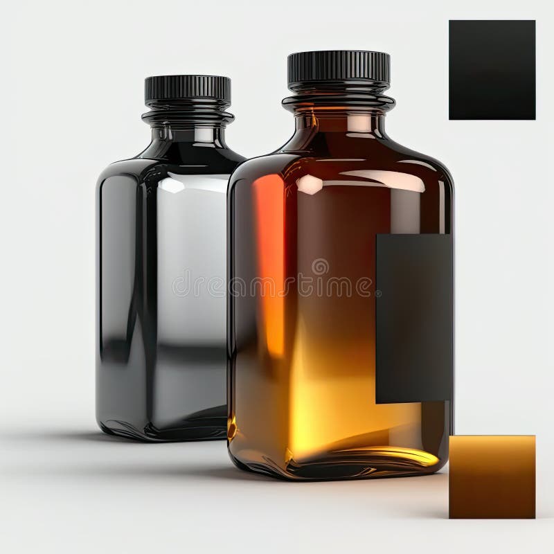 Two Dark Bottles, Mockup. Generative Ai Stock Illustration ...