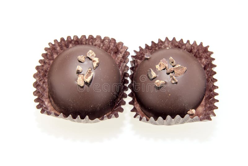 Two Dark Chocolate Truffles Isolated Stock Image - Image of cacao, gift ...