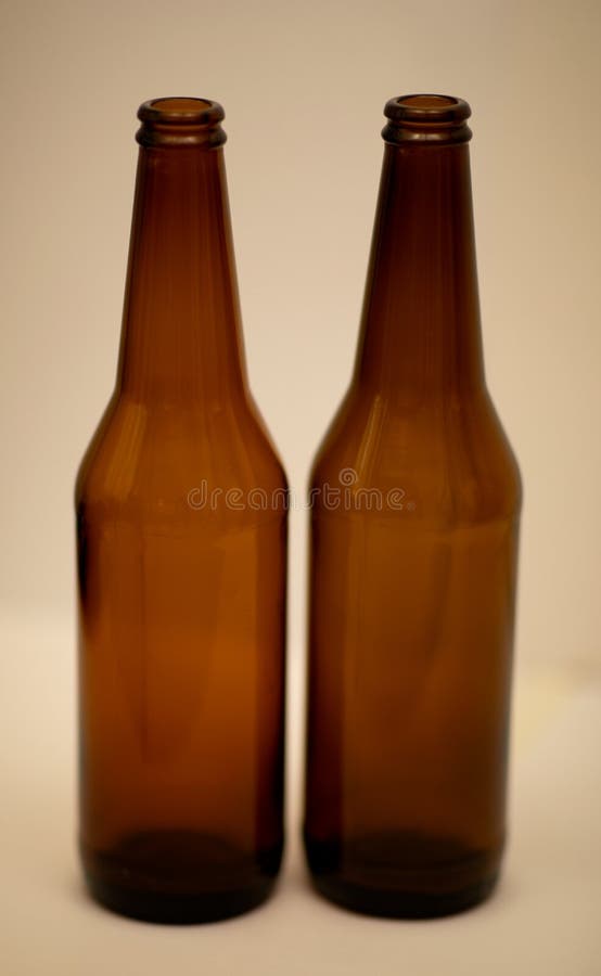 Two Dark Empty Beer Bottles. Stock Image - Image of alcoholism ...