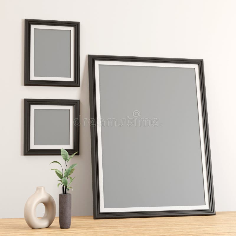 Two Dark Frame on the Wall and a Large Frame Stock Illustration ...