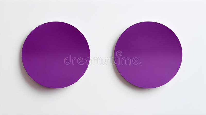 Two Dark Purple Round Paper Notes on a White Background. Brainstorming ...