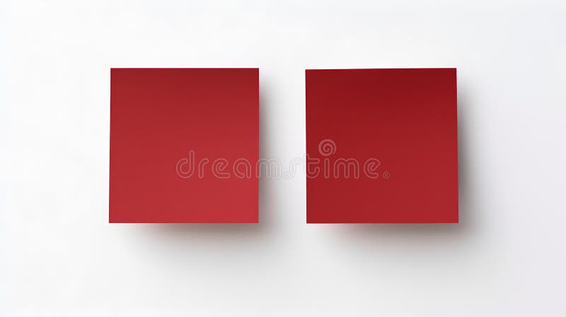 Two Dark Red Square Paper Notes on a White Background. Brainstorming ...