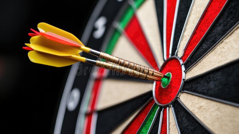 Two Darts Hit the Red Bullseye of a Target, Showcasing a Precise Shot ...