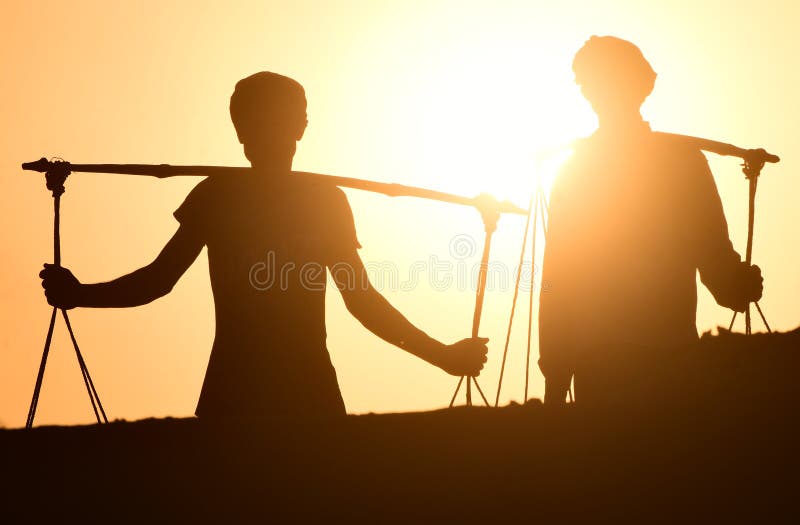 Two Day Labours Standing Together Around a Place Stock Photo - Image of ...