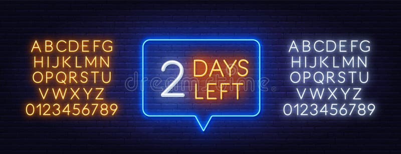 Number of Days To Go. Countdown Template. Neon Sign. Stock Vector ...