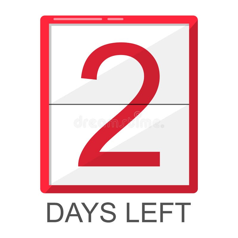 Two Days Left Red Board. Vector Isolated Element Stock Illustration ...
