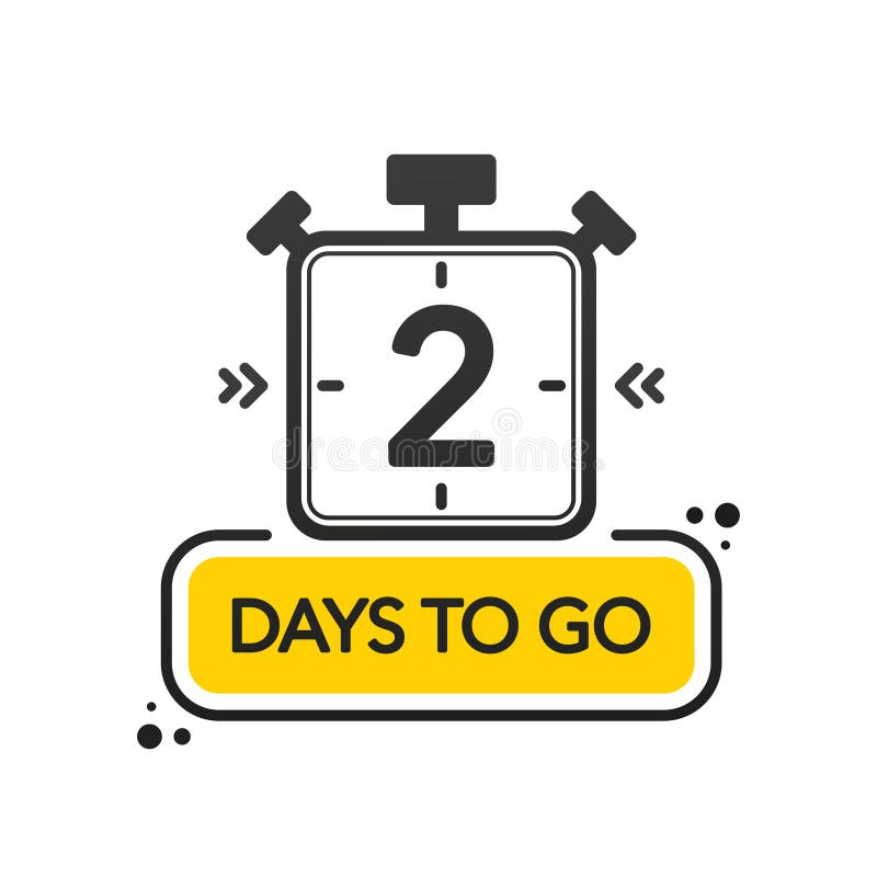 Two Days To Go. Flat Style on White Background. Countdown Timer. Vector ...