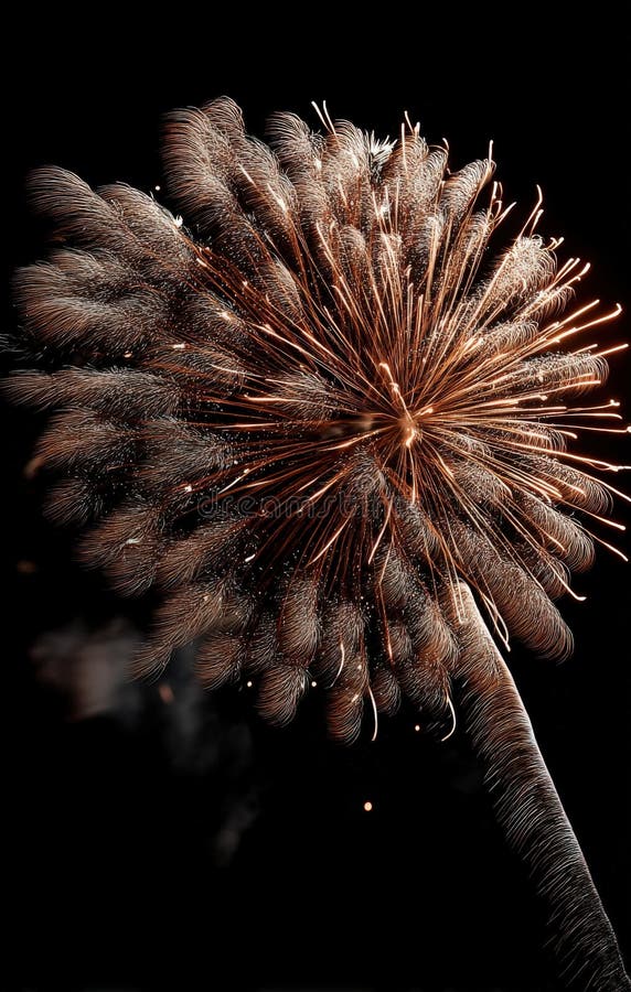 Two Dazzling Fireworks are Brightly Exploding in the Dark Night Sky ...