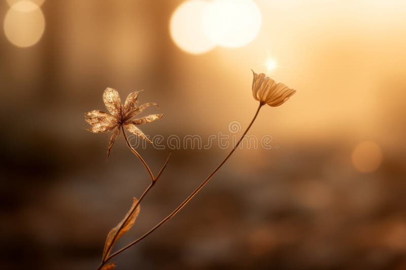 Two Dead Flowers in Front of the Sun Stock Illustration - Illustration ...