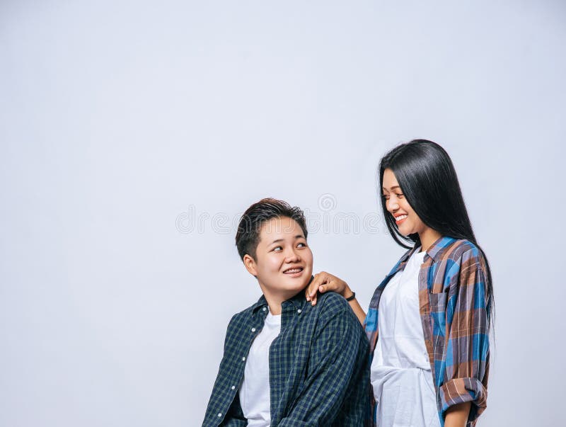 Two Dear Women Stood and Held Another Shoulder Stock Photo - Image of ...
