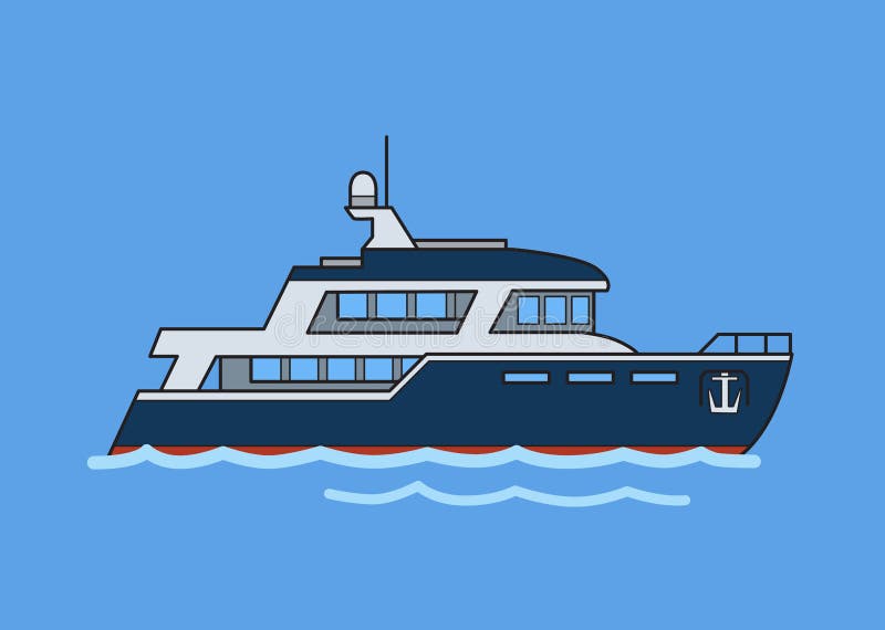 Two-deck Ship, Double-decker. Flat Vector Illustration. Isolated on ...