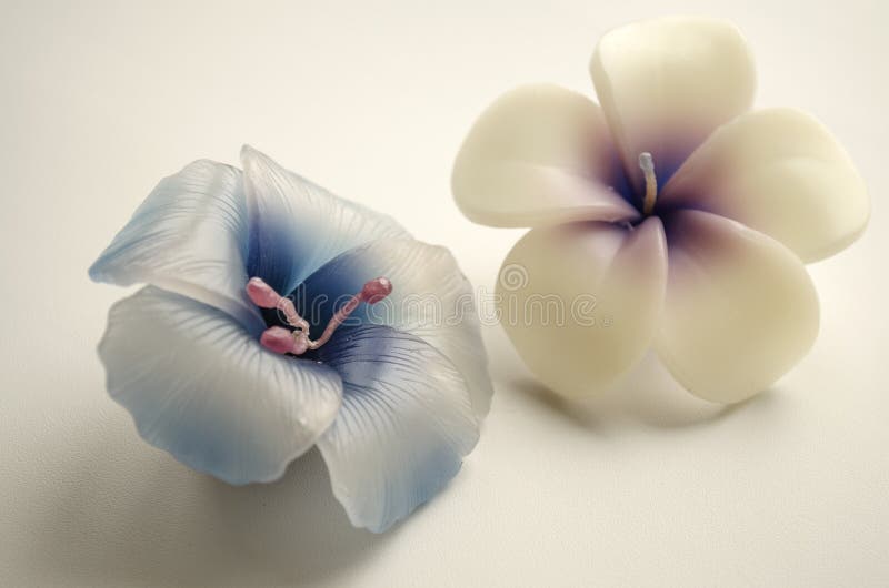 Two Decorative Candles in the Shape of Flowers Stock Photo - Image of ...