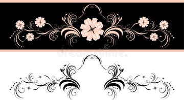 Two Decorative Floral Elements for Design Stock Vector - Illustration ...