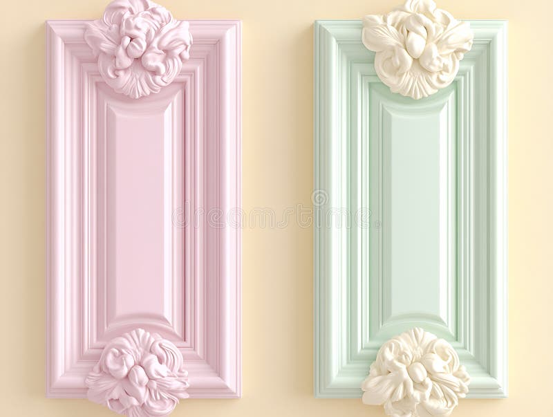 Two Decorative Panel Designs of Contrasting Pastel Colored Features ...