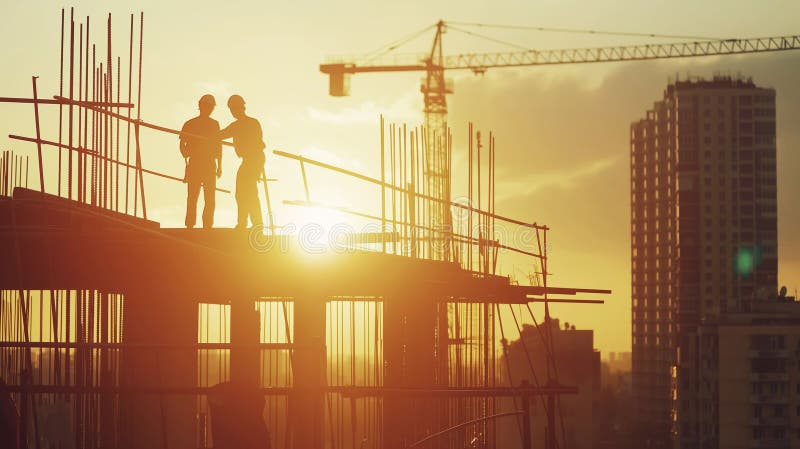 Two Dedicated Construction Workers Skillfully Performing Their Tasks on ...