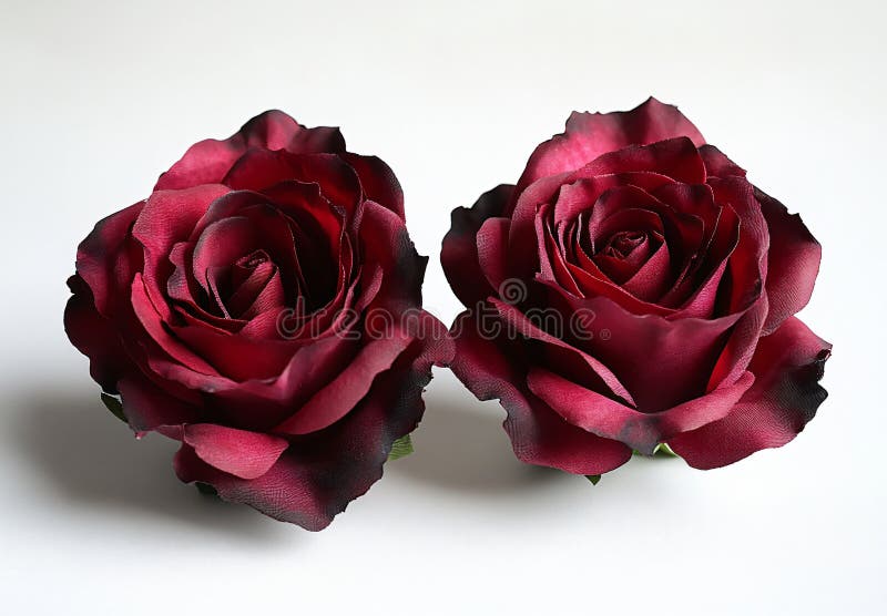 Two Deep Red Artificial Roses Close Up High Quality Image Stock ...