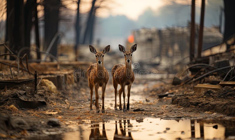 Pair Deer Standing Side Road Stock Photos - Free & Royalty-Free Stock ...
