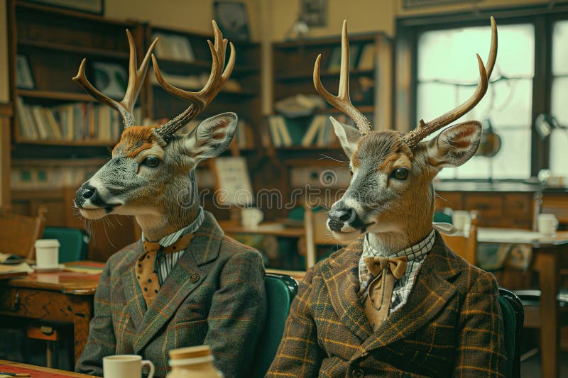 Two Deer in Suits stock illustration. Illustration of gentleman - 334521924