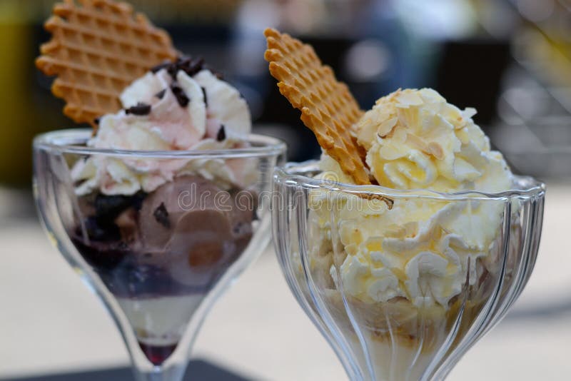 Two delicate sundae stock image. Image of fresh, whipped - 83254821