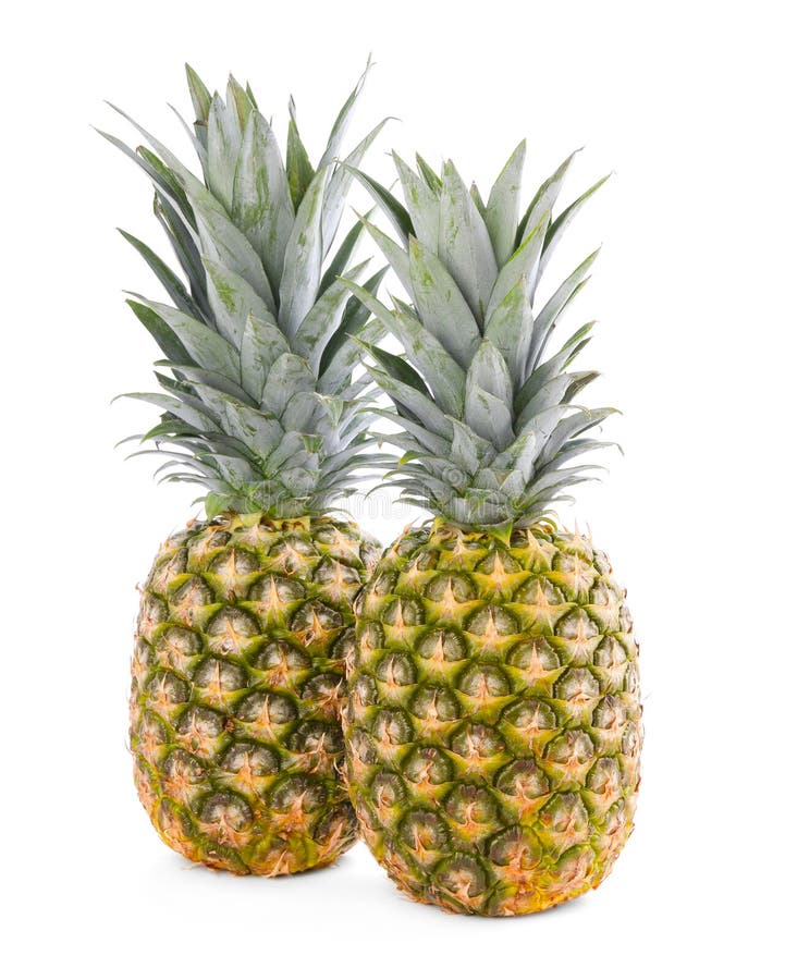 Two Delicious Ripe Pineapples Isolated on White Stock Photo - Image of ...