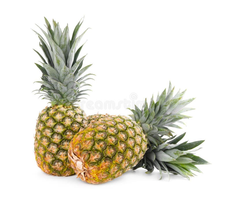 Two Delicious Ripe Pineapples Isolated on White Stock Image - Image of ...