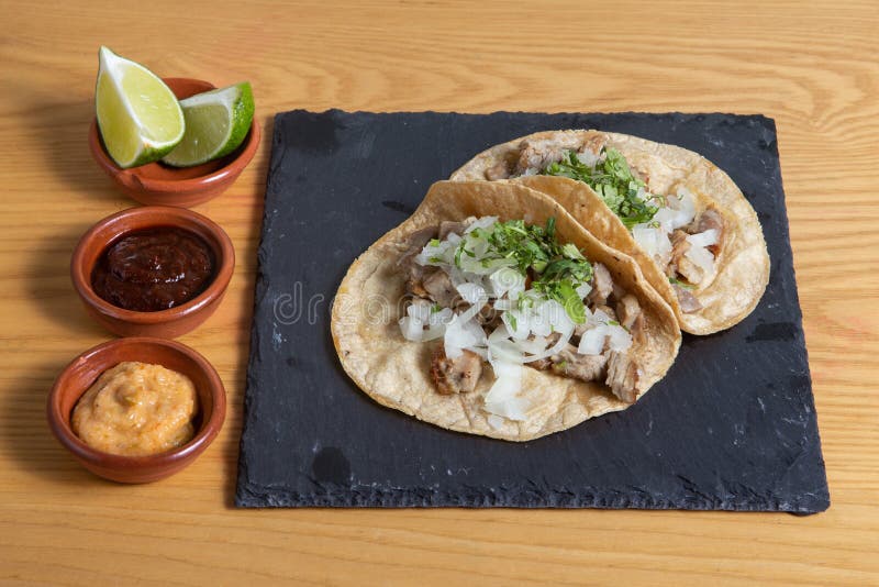 Two delicious tacos stock photo. Image of cilantro, orange - 181966304