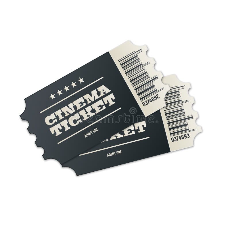 Two Movie Tickets. Realistic Cinema Theater Admission Pass Template ...