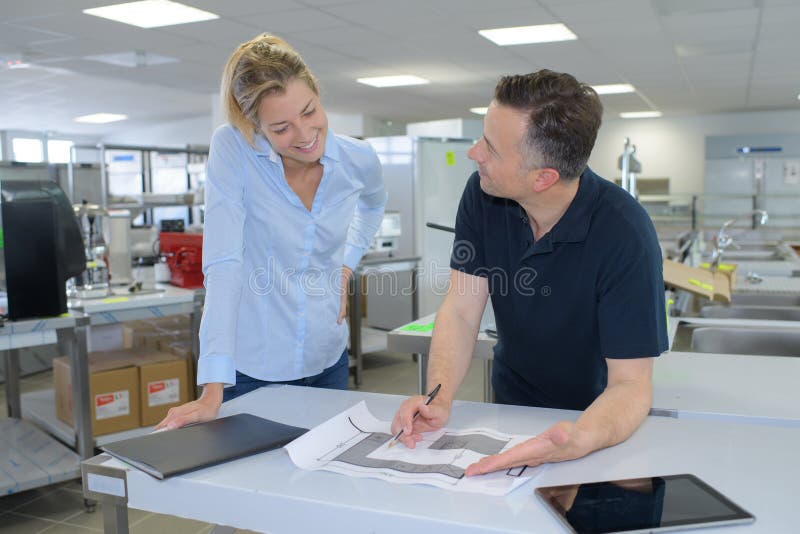 Two Designers Talking in Modern Office Stock Image - Image of modern ...