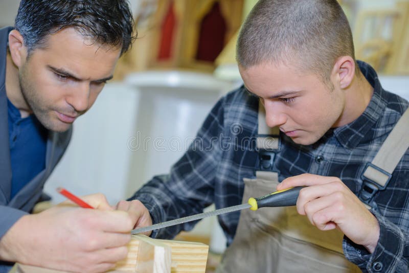 Two Designers Working Together in Workshop with Precision Tools Stock ...